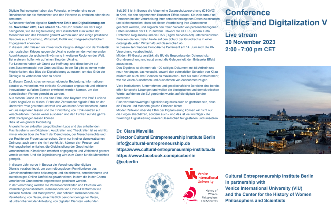Conference Ethics and Digitalization V - History of Women Philosophers ...